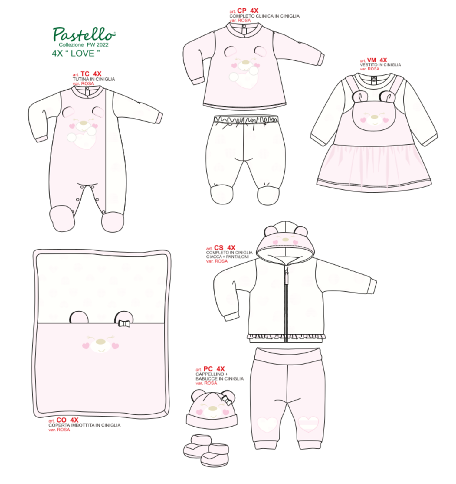 COMPLETO NEONATA CP4X PASTELLO | Ingrosso ABBIGLIAMENTO NEONATA 0/30 ...