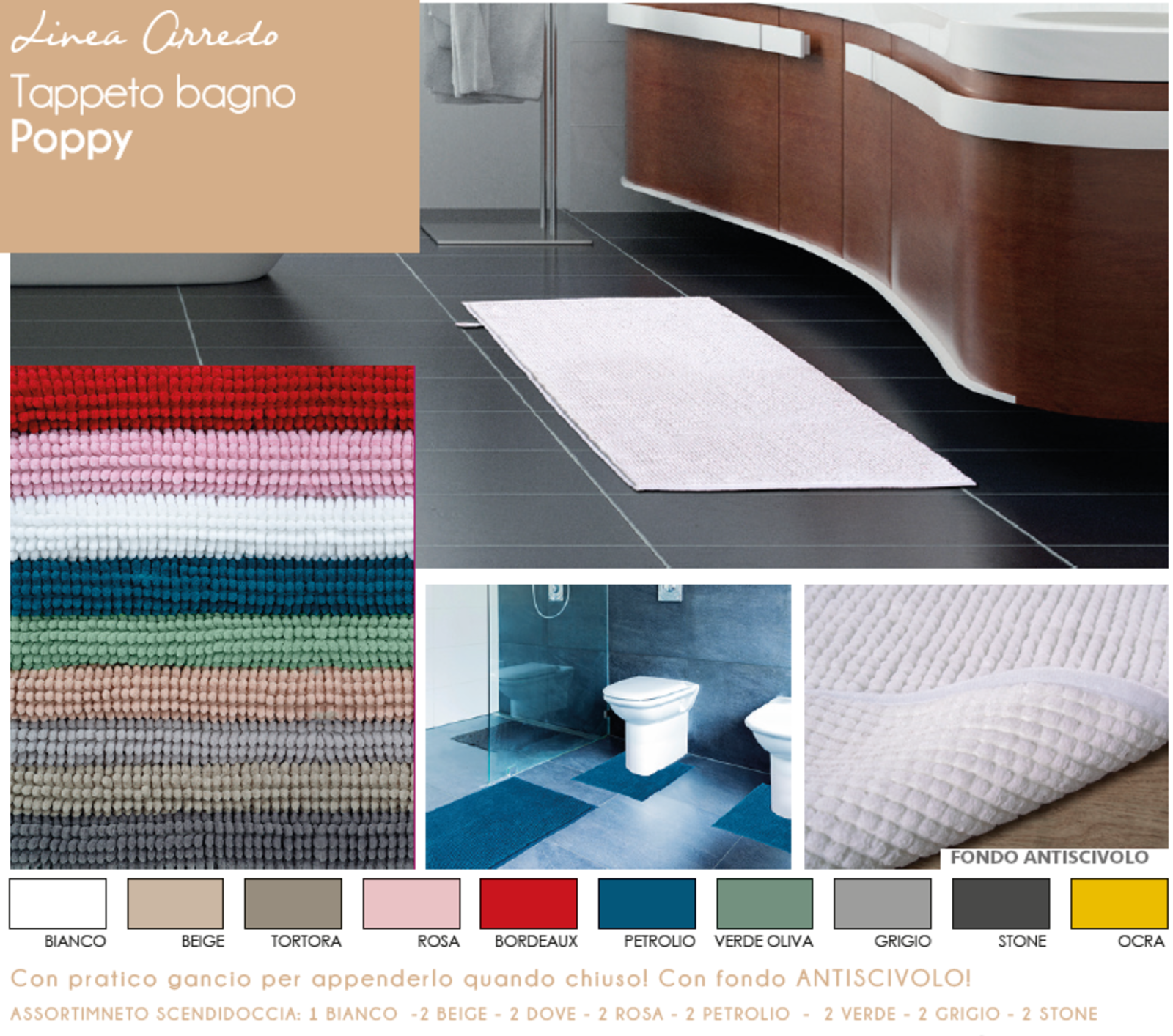 TAPPETO BAGNO POPPY 40X60 SOPHIE MASON | Ingrosso BAGNO | Tellini S.r.l ...